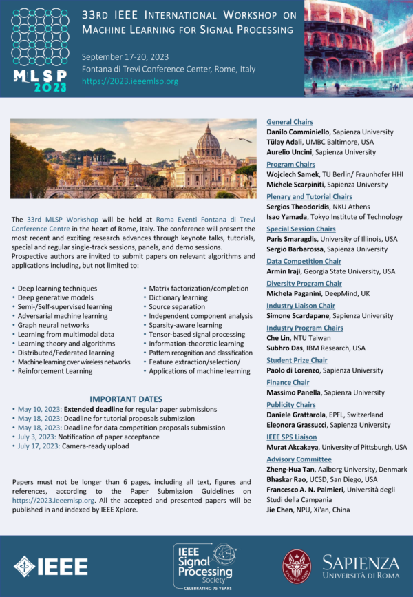 IEEE MLSP 2023 - Machine Learning for Signal Processing